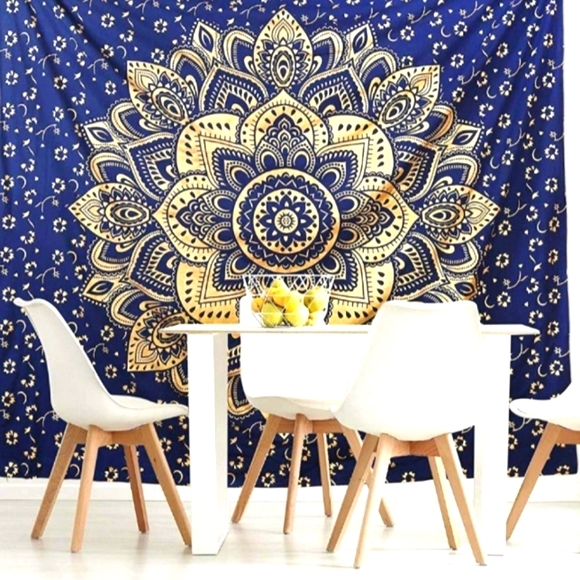 Khadu | Wall Decor | New Xl Handmade Cotton Mandala Tapestry Navy Old ...